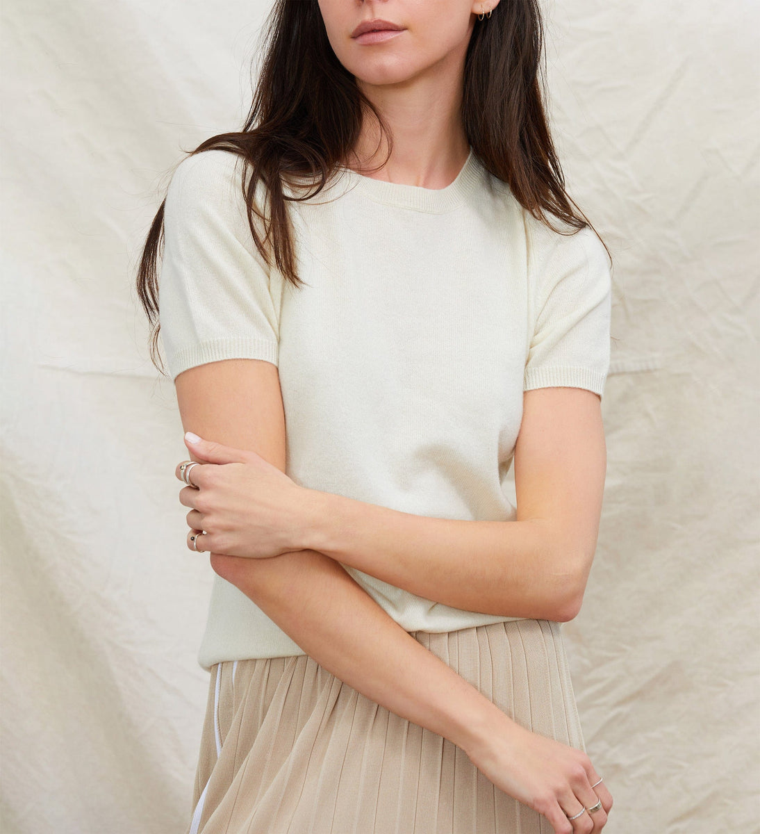 The Crewneck Short Sleeve Cashmere Sweater – State Cashmere